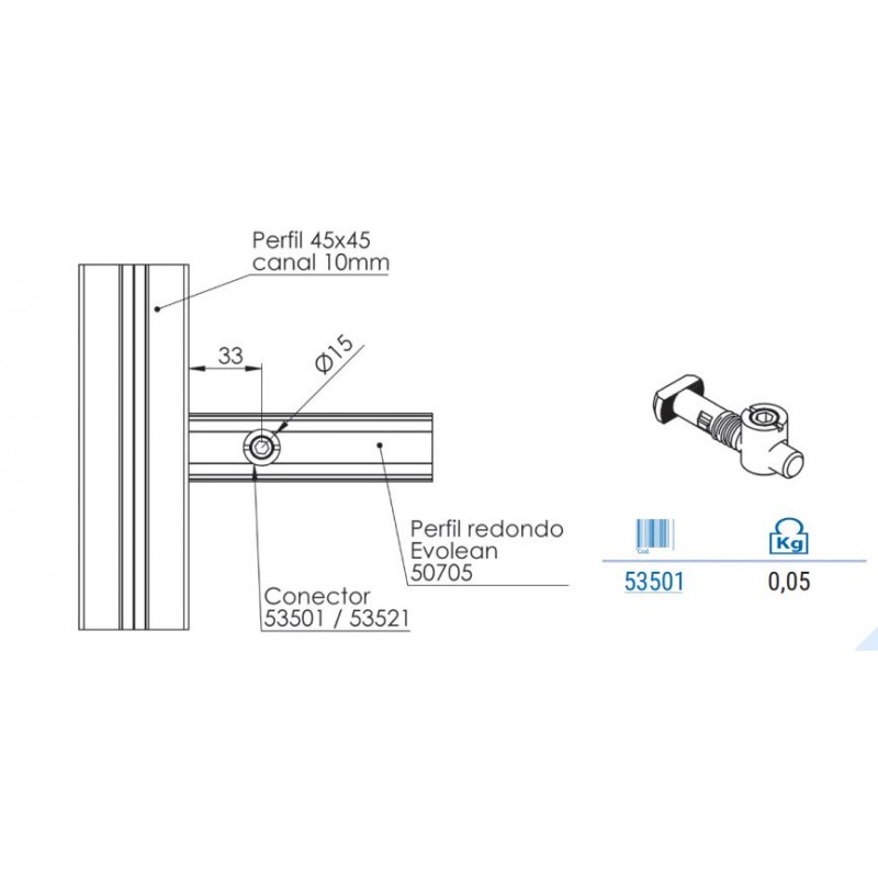 CONECTOR PERFIL EVOLEAN PERPENDICULAR